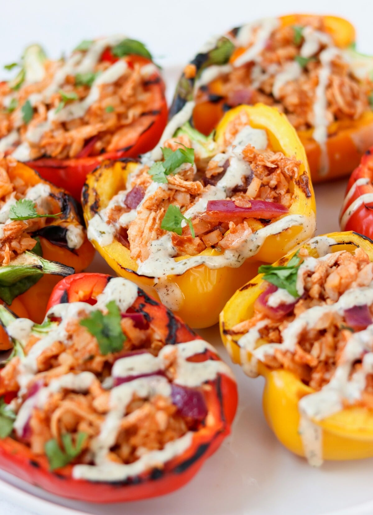 Grilled BBQ Chicken Stuffed Peppers - Mary's Whole Life