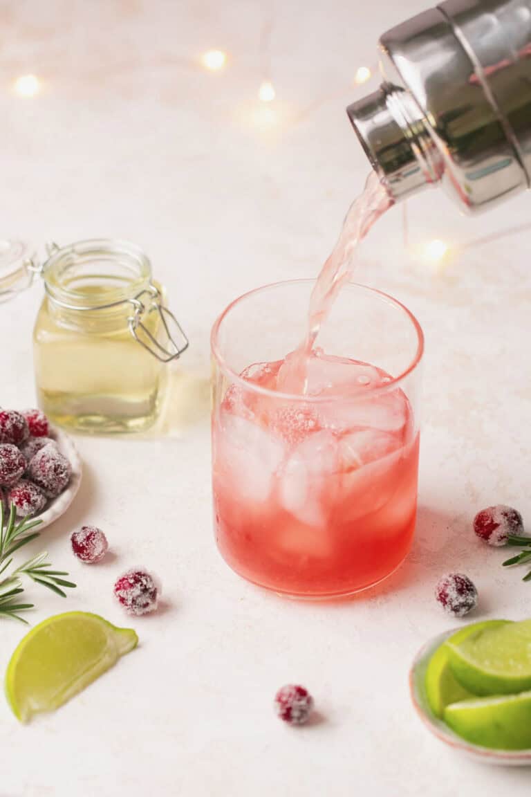 Cranberry Vodka Mistletoe Martini with Rosemary Simple Syrup
