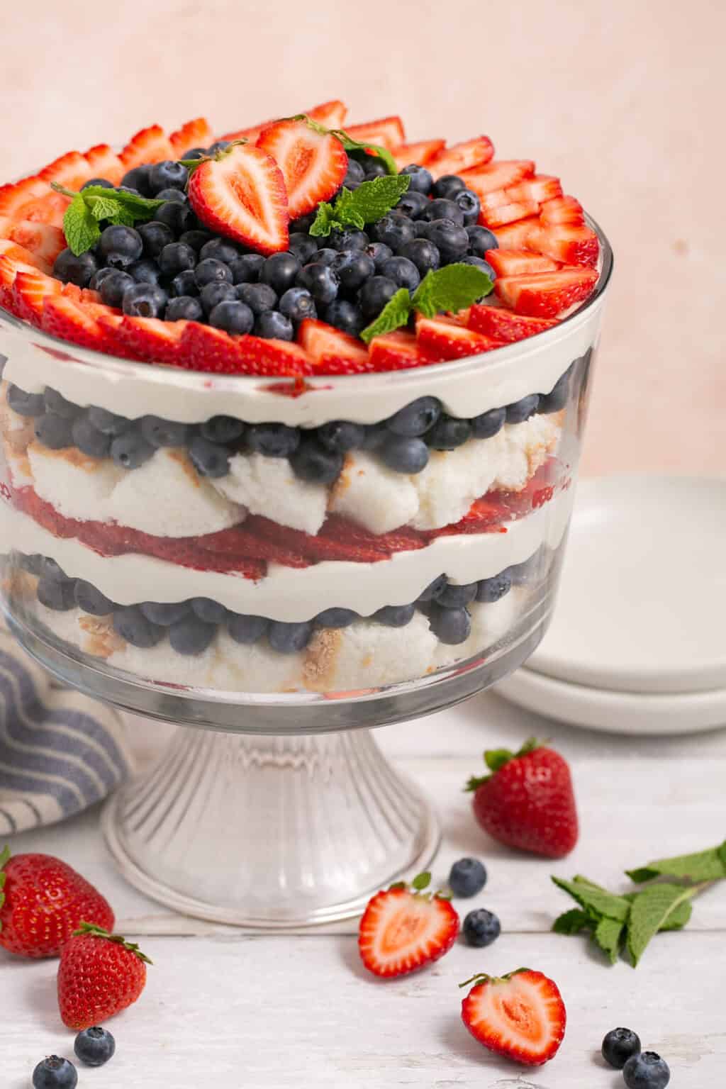 Gluten-Free Strawberry Angel Food Cake Trifle Dessert