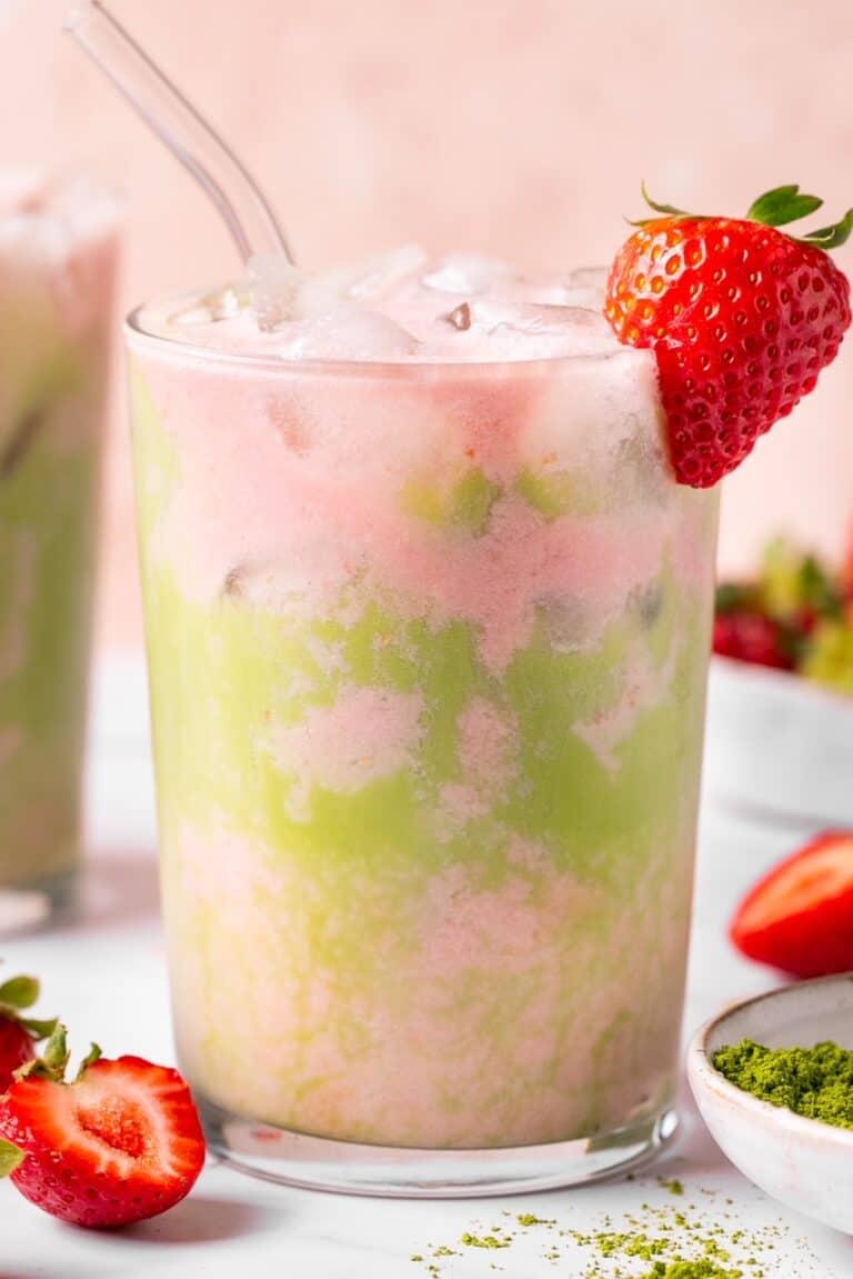Iced Strawberry Matcha Tea Latte Recipe | Mary's Whole Life