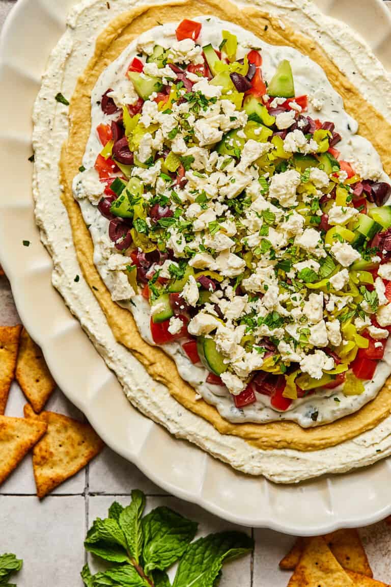 Easy Mediterranean Feta Dip (7 Layer Greek Dip!) | Mary's Whole Life