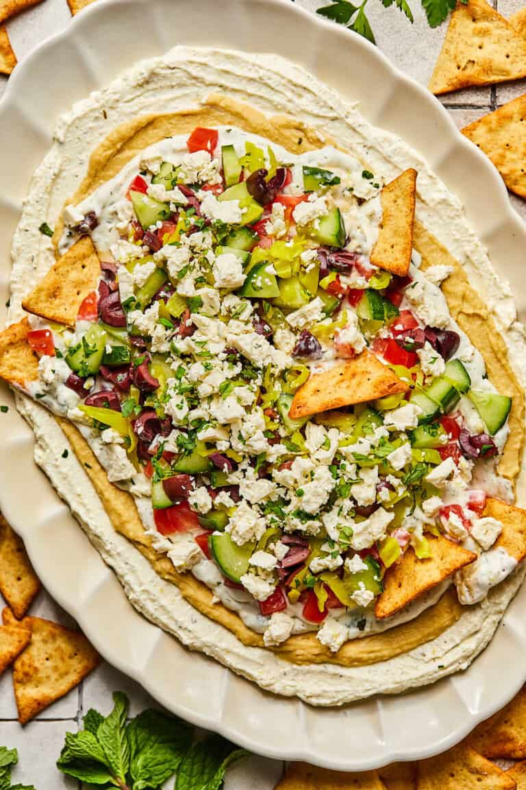 Easy Mediterranean Feta Dip (7 Layer Greek Dip!) | Mary's Whole Life