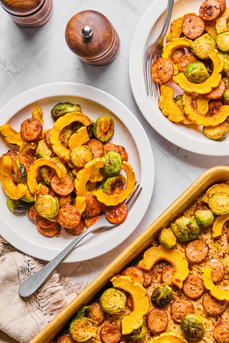 Sheet Pan Delicata Squash with Chicken Sausage | Mary's Whole Life