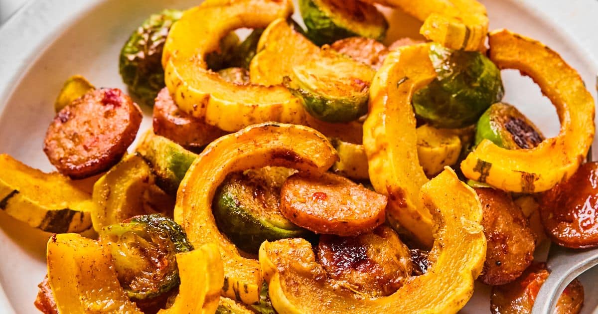 Sheet Pan Delicata Squash with Chicken Sausage | Mary's Whole Life